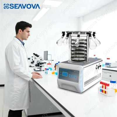 China SS304 Tabletop Freeze Dryer Senova Biotech Multi Pipeline Manifold Lab Lyophilizer for sale