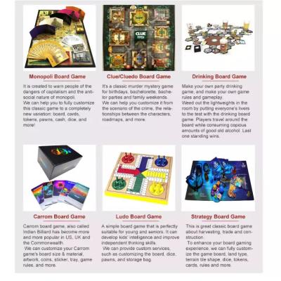 China Custom Logo Design Family Table Game Paper Printing Blank Adult Board Game With Accessories for sale