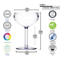 China Food Grade Plastic Martini Glasses 14oz 400ml Margarita Plastic Coupe Glasses for sale