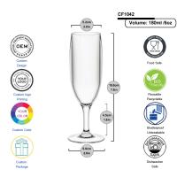China Premium Recyclable Plastic Champagne Glasses 180ml 6oz Unbreakable for sale
