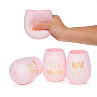 China Beach Food Grade Silicone Stemless Wine Glasses 12oz Recyclable for sale