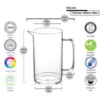 China Heat Resistant Plastic Beverage Pitcher 29oz Plastic Juice Jug With Handle for sale