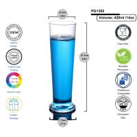 China Polycarbonate Pilsner Glass Footed 14oz 420ml Plastic Juice Glasses for sale