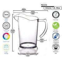 China 1.4L Plastic Juice Pitcher Wine Decanter Large Beverage Carafe Water Pitcher for sale
