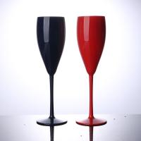 China Reusable Plastic Champagne Glasses Party Red Polycarbonate Champagne Flutes 240ml 8.5oz for sale