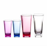 China Beer Cocktail Square Plastic Tumbler Glasses 8oz 12oz Food Grade for sale