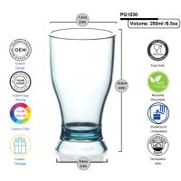 China Clear Plastic Pilsner Glasses 8.5oz Flamefield Acrylic Juice Glasses for sale