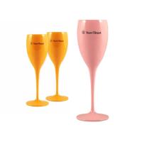 China Veuve Clicquot Plastic Champagne Flute Glasses Acrylic Yellow Pink Champagne Flutes for sale
