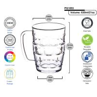 China Unique 21oz Plastic Beer Mugs With Handles Reusable Recyclable for sale