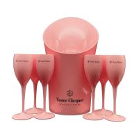 China Classic 6oz Pink Plastic Champagne Glasses Veuve Clicquot Yellow Champagne Flutes for sale