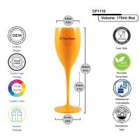 China Classic 6oz Pink Plastic Champagne Glasses Veuve Clicquot Yellow Champagne Flutes for sale