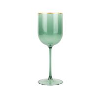 China 405ml 15oz Plastic Wine Goblet With Gold Rim For Party for sale