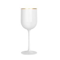 China 15.5oz Reusable Wine Cup With Gold Rim Shatterproof Plastic Wine Goblets for sale
