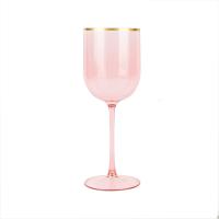 China 405ml 15oz Plastic Wine Goblet With Gold Rim For Party for sale