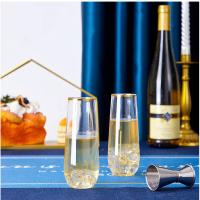 China Gold Rim Shatterproof Stemless Wine Glasses 9oz Disposable Champagne Cups for sale