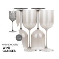 China 15.5oz Reusable Plastic Wine Glasses Dishwasher Safe FDA Black Moet Champagne Glass for sale