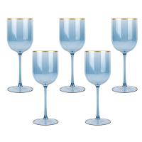 China 15.5oz Reusable Wine Cup With Gold Rim Shatterproof Plastic Wine Goblets for sale