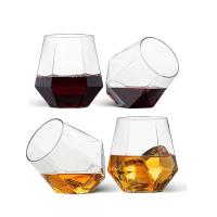 China Diamond Shaped Tritan Stemless Wine Glasses PET Plastic Whisky Glass Non Toxic for sale