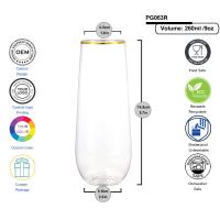 China Gold Rim Shatterproof Stemless Wine Glasses 9oz Disposable Champagne Cups for sale