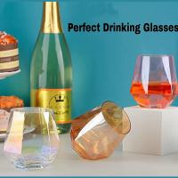 China Diamond Shaped Tritan Stemless Wine Glasses PET Plastic Whisky Glass Non Toxic for sale