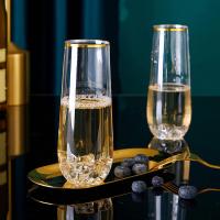 China Gold Rim Shatterproof Stemless Wine Glasses 9oz Disposable Champagne Cups for sale