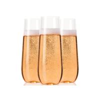 China Clear Plastic Champagne Glasses Unbreakable Food Grade Durable Stemless Champagne Flutes for sale