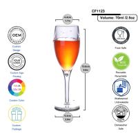 China 2.5oz Small SAN Plastic Biodegradable Champagne Flutes Glasses 70ml for sale