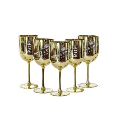 China Gold Moet Chandon Plastic Coupe Glasses Acrylic Champagne Flutes 15.5oz for sale