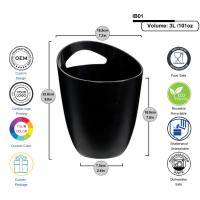 China Bar Butler Wine Chiller Bucket Transparent Black PS Plastic Ice Bucket for sale