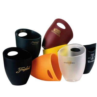China Bar Butler Wine Chiller Bucket Transparent Black PS Plastic Ice Bucket for sale