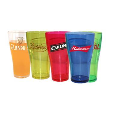 China Nucleated Tulip Plastic Beer Glasses 560ml Unbreakable Polycarbonate Pint Glasses for sale