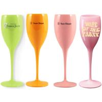 China Classic 6oz Pink Plastic Champagne Glasses Veuve Clicquot Yellow Champagne Flutes for sale