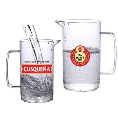 China Heat Resistant Plastic Beverage Pitcher 29oz Plastic Juice Jug With Handle for sale