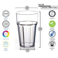 China 12oz Elite Remedy Polycarbonate Highball Glasses White Black Clear Plastic Rock Glasses for sale