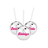 China Light Up Disco Ball Drink Cup With Straws 450ml Unbreakable for sale