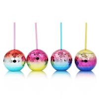 China Party Decor 1970s Disco Ball Tumbler Cup Party Sipper Cups With Straw for sale