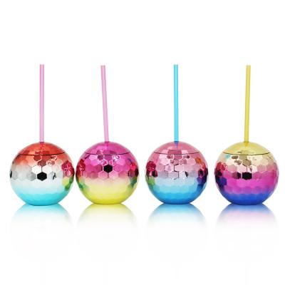 China Party Decor 1970s Disco Ball Tumbler Cup Party Sipper Cups With Straw for sale