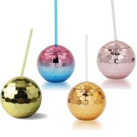 China Light Up Disco Ball Drink Cup With Straws 450ml Unbreakable for sale