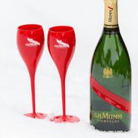 China Unbreakable Acrylic G.H. Mumm Champagne Glasses Red Plastic Tulip Champagne Flutes for sale