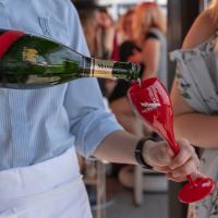 China ODM Shatterproof Red Plastic Champagne Glasses For Trade Show for sale