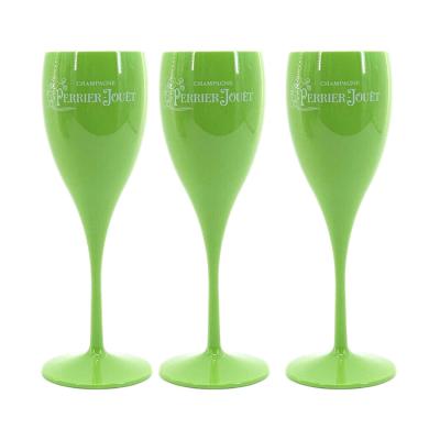 China Green Perrier Jouet Polycarbonate Plastic Champagne Glasses Flutes For Tub Poolside for sale