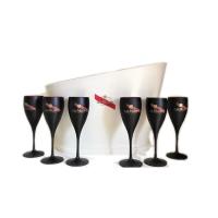 China Party Plastic Champagne Flutes Moet Chandon Glass Wine Drinkware Black Red 2 Color for sale
