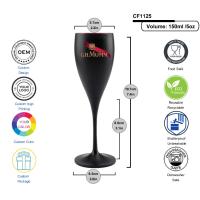 China Party Plastic Champagne Flutes Moet Chandon Glass Wine Drinkware Black Red 2 Color for sale
