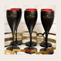 China Party Plastic Champagne Flutes Moet Chandon Glass Wine Drinkware Black Red 2 Color for sale