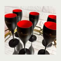 China Party Plastic Champagne Flutes Moet Chandon Glass Wine Drinkware Black Red 2 Color for sale