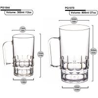 China Solid Color Plastic Beer Glasses Traditional Beer Mug With Handle for sale