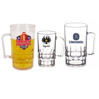 China Solid Color Plastic Beer Glasses Traditional Beer Mug With Handle for sale
