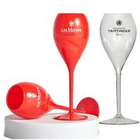 China Unbreakable Acrylic G.H. Mumm Champagne Glasses Red Plastic Tulip Champagne Flutes for sale