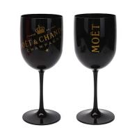 China Fashions 450ml Black Reusable Plastic Wine Glasses Moet & Chandon acrylic champagne flutes for sale