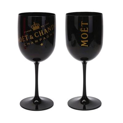 China Fashions 450ml Black Reusable Plastic Wine Glasses Moet & Chandon acrylic champagne flutes for sale